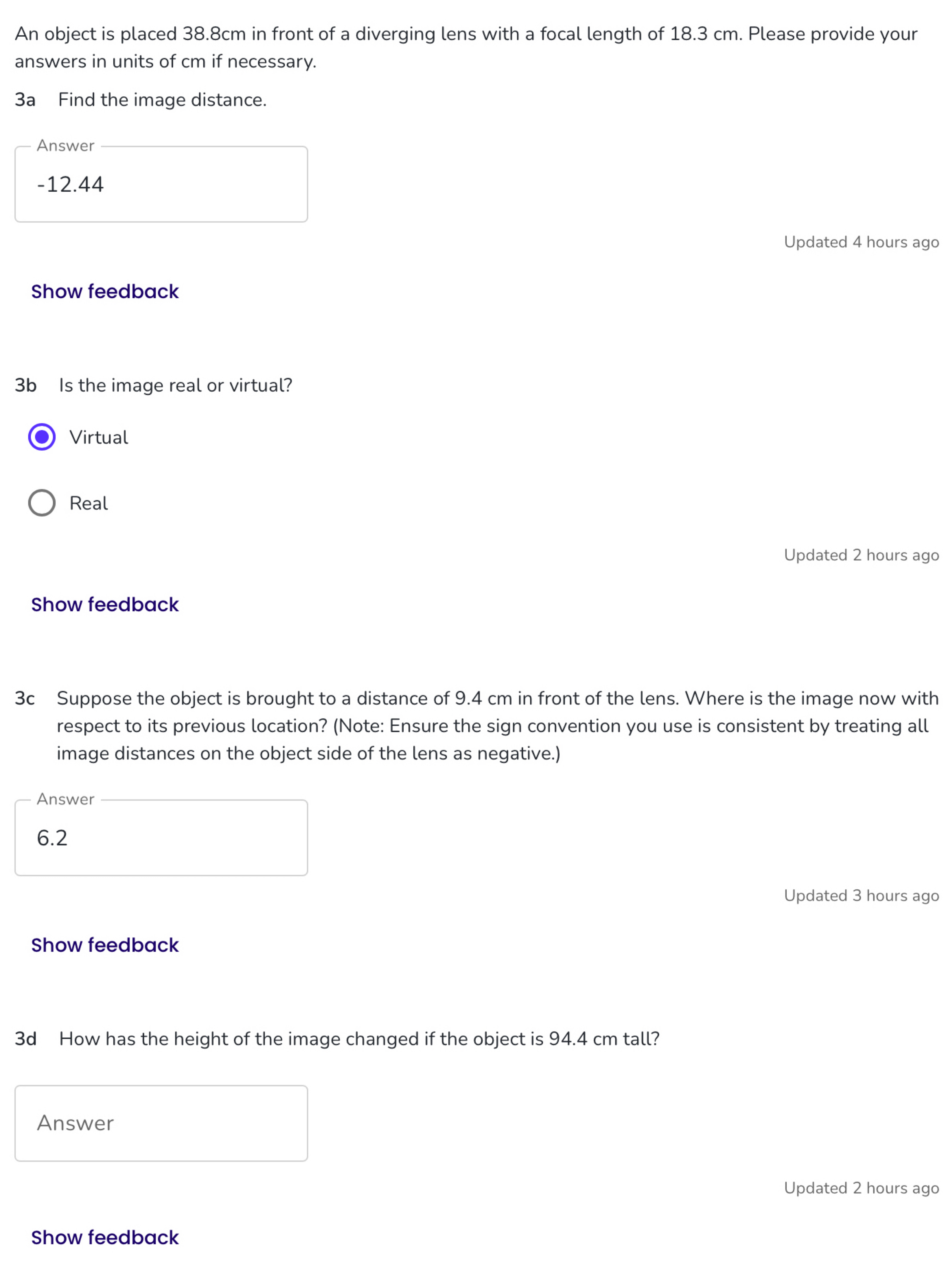 Solved An object is placed 38.8cm ﻿in front of a diverging | Chegg.com
