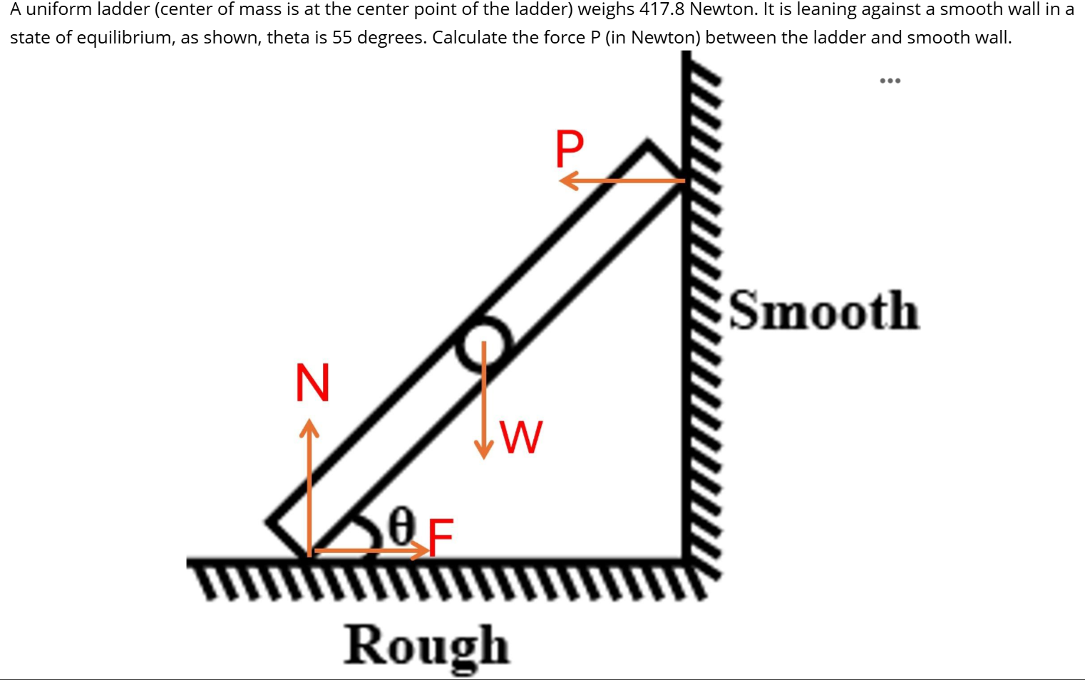 Solved A uniform ladder (center of mass is at the center | Chegg.com