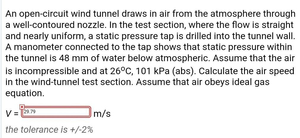 Solved An open-circuit wind tunnel draws in air from the | Chegg.com