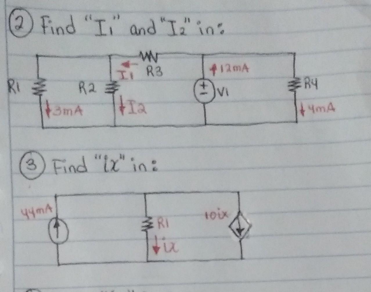 Solved Find "II" and "I2" in" (3) Find "i ix in:(4) Find " | Chegg.com