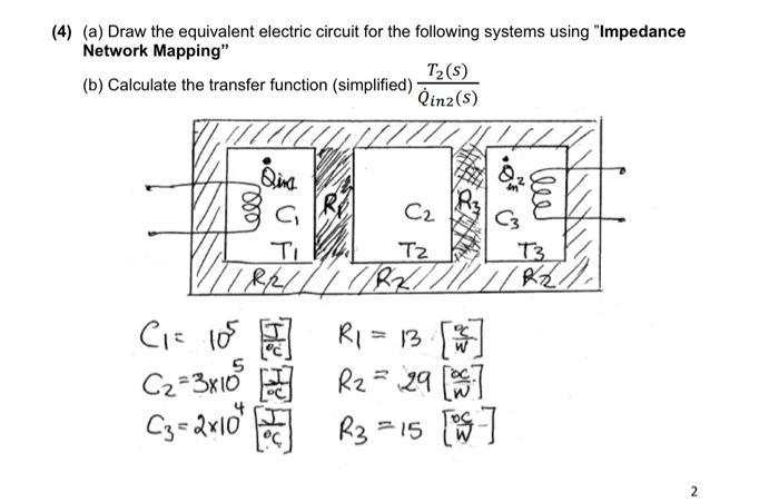 Solved (4) (a) Draw the equivalent electric circuit for the | Chegg.com