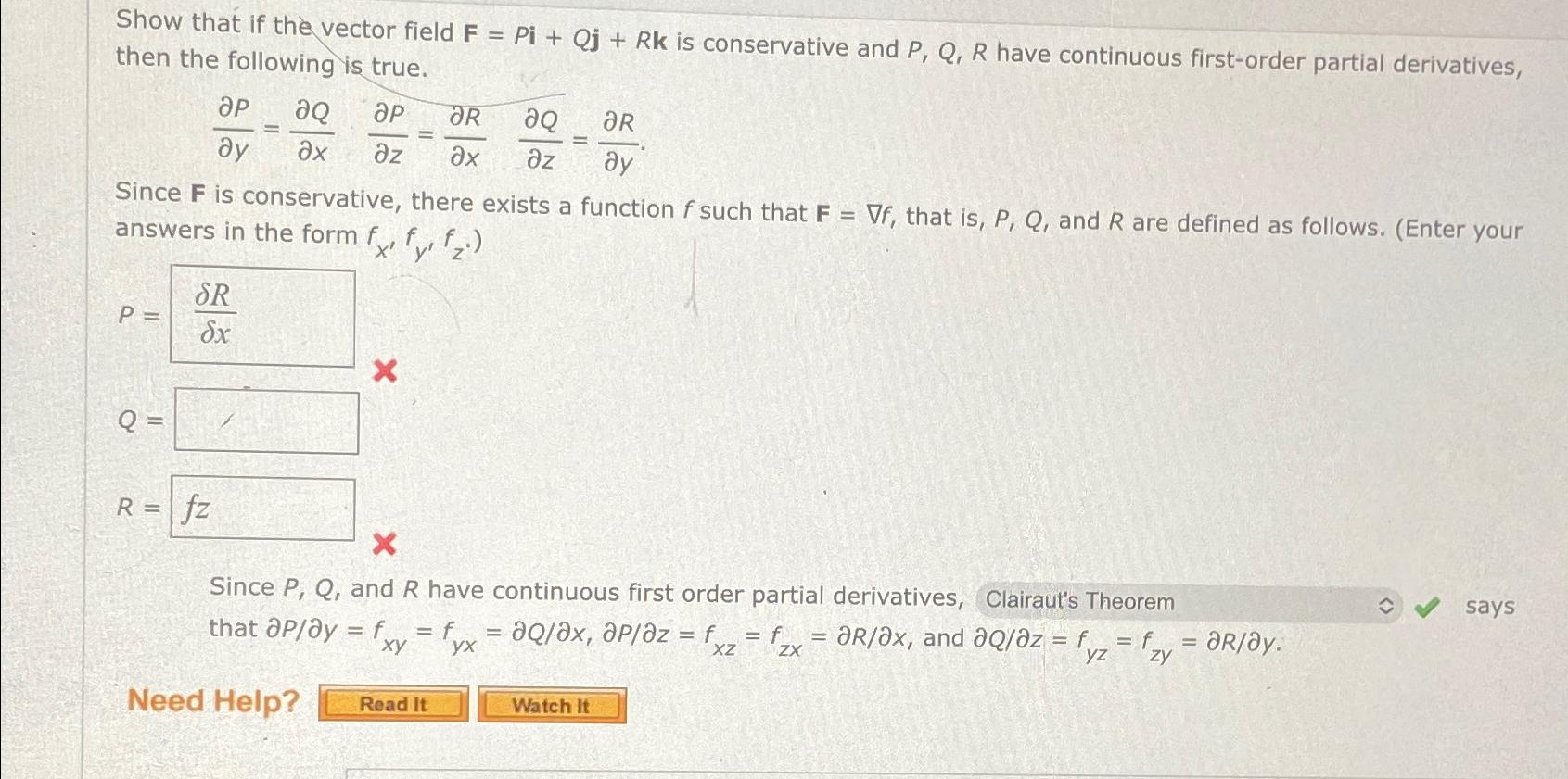 Solved Show that if the vector field F=Π+Qj+Rk ﻿is | Chegg.com