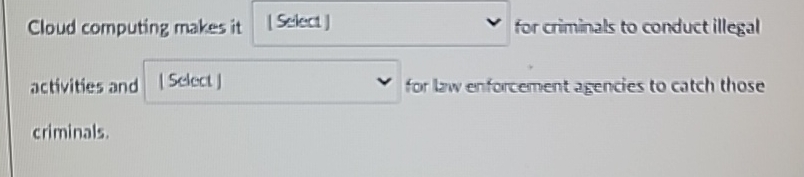 Solved Cloud computing makes it for criminals to conduct | Chegg.com