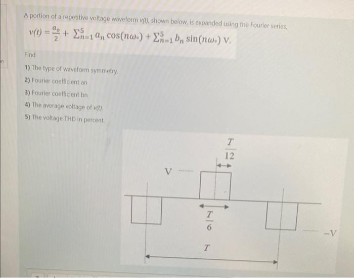 Solved A portion of a repetitive voltage waveform v0. shown | Chegg.com