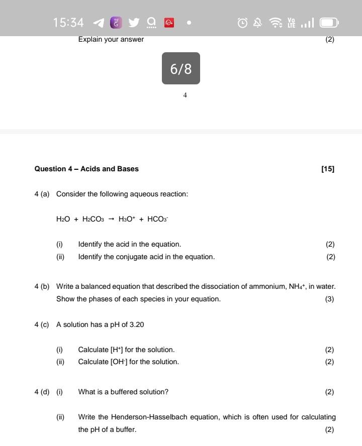 Solved 4 (a) Consider the following aqueous reaction: | Chegg.com