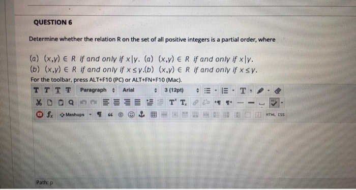 Solved QUESTION 6 Determine whether the relation Ron the set | Chegg.com