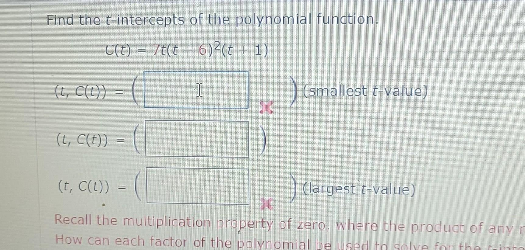 Solved Find The T Intercepts Of The Polynomial Function
