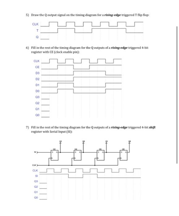 5) Draw the Q output signal on the timing diagram for | Chegg.com
