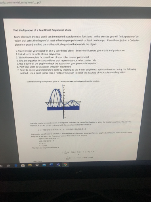 Solved orld polynomial assignment_pdf Find the Equation of a | Chegg.com
