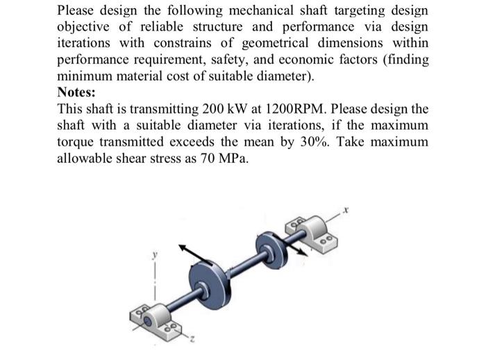Solved Please design the following mechanical shaft | Chegg.com