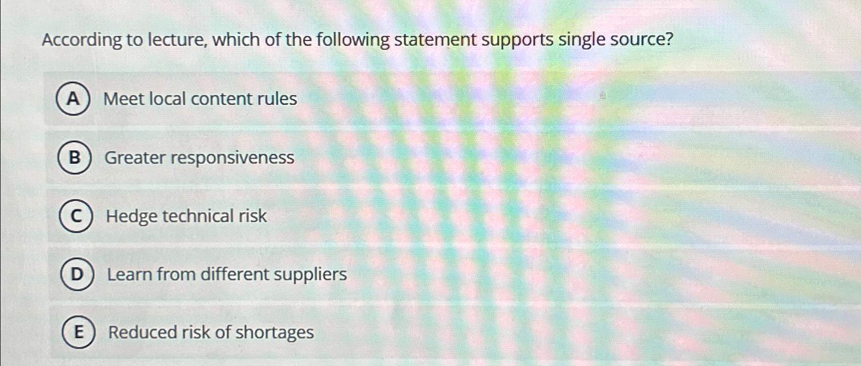 Solved According to lecture, which of the following | Chegg.com