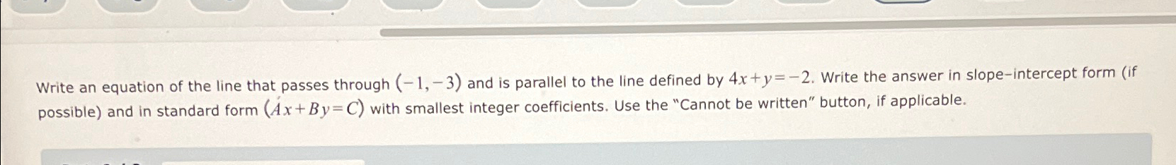 Solved Write an equation of the line that passes through | Chegg.com