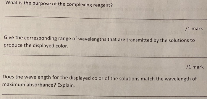 Solved What is the purpose of the complexing reagent? /1 | Chegg.com