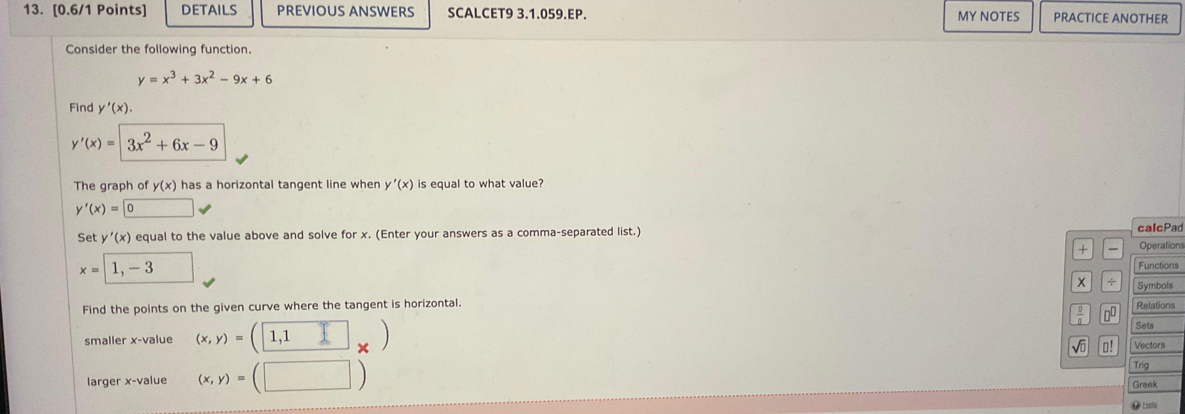 Solved Points]SCALCET9 3.1.059.EP.Consider the following | Chegg.com