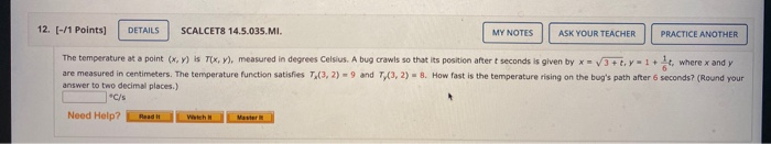 Solved 12. (-/1 Points) DETAILS SCALCETS 14.5.035.MI. MY | Chegg.com Solved 12. (-/1 Points) DETAILS SCALCETS 14.5.035.MI. MY | Chegg.com