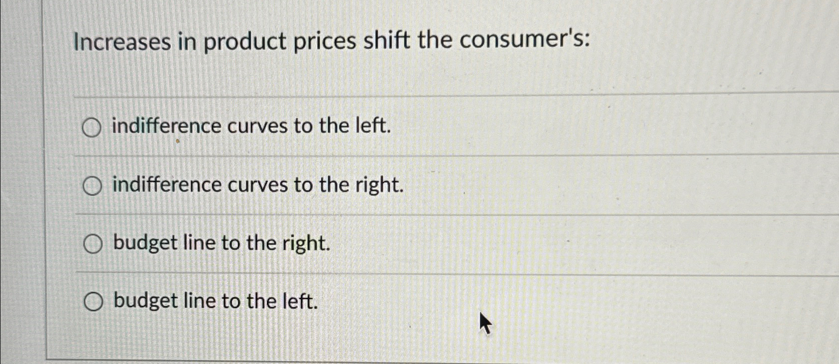 Solved Increases in product prices shift the | Chegg.com