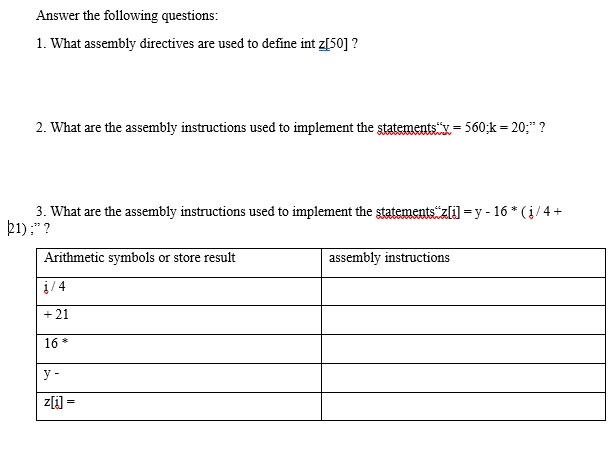 Solved Write the complete assembly language program, | Chegg.com