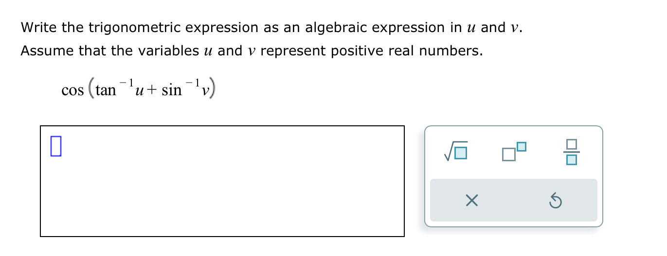 Solved Write the trigonometric expression as an algebraic | Chegg.com