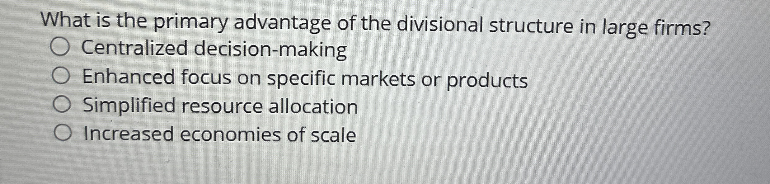 Solved What is the primary advantage of the divisional | Chegg.com