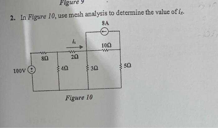 Solved 2. In Fioure 10, use mesh analysis to determine the | Chegg.com