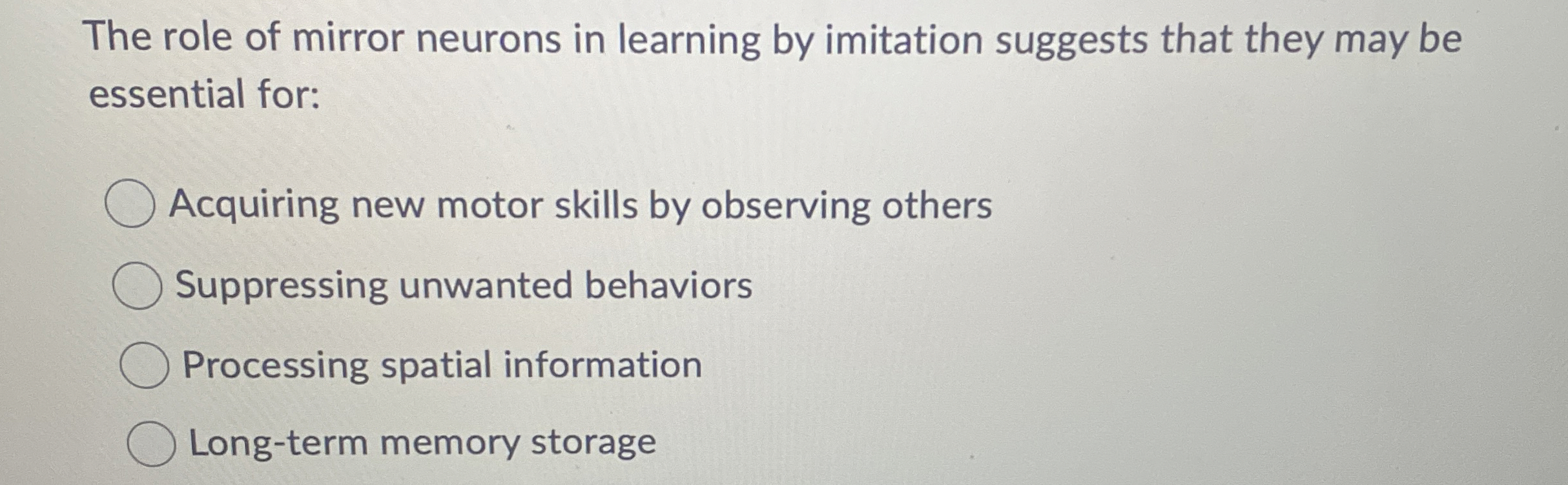 Solved The role of mirror neurons in learning by imitation | Chegg.com