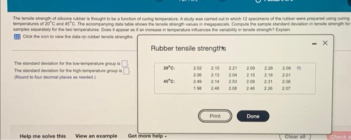 Solved The tensile strength of silicone rubber is thought to | Chegg.com