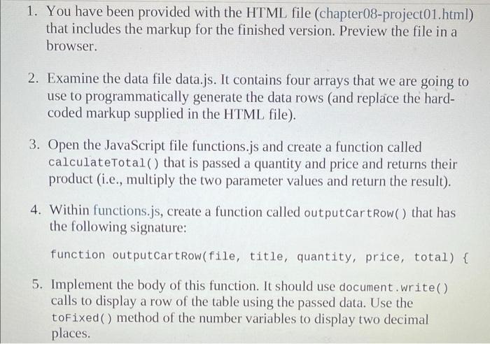 Solved 1. You have been provided with the HTML file | Chegg.com