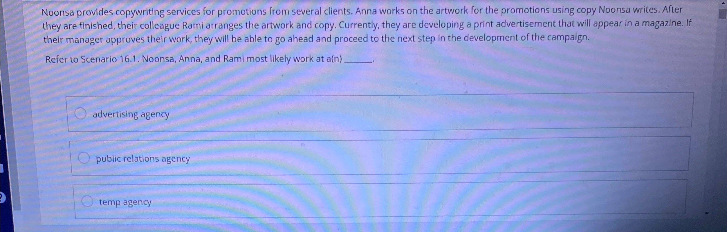 Solved Noonsa provides copywriting services for promotions | Chegg.com