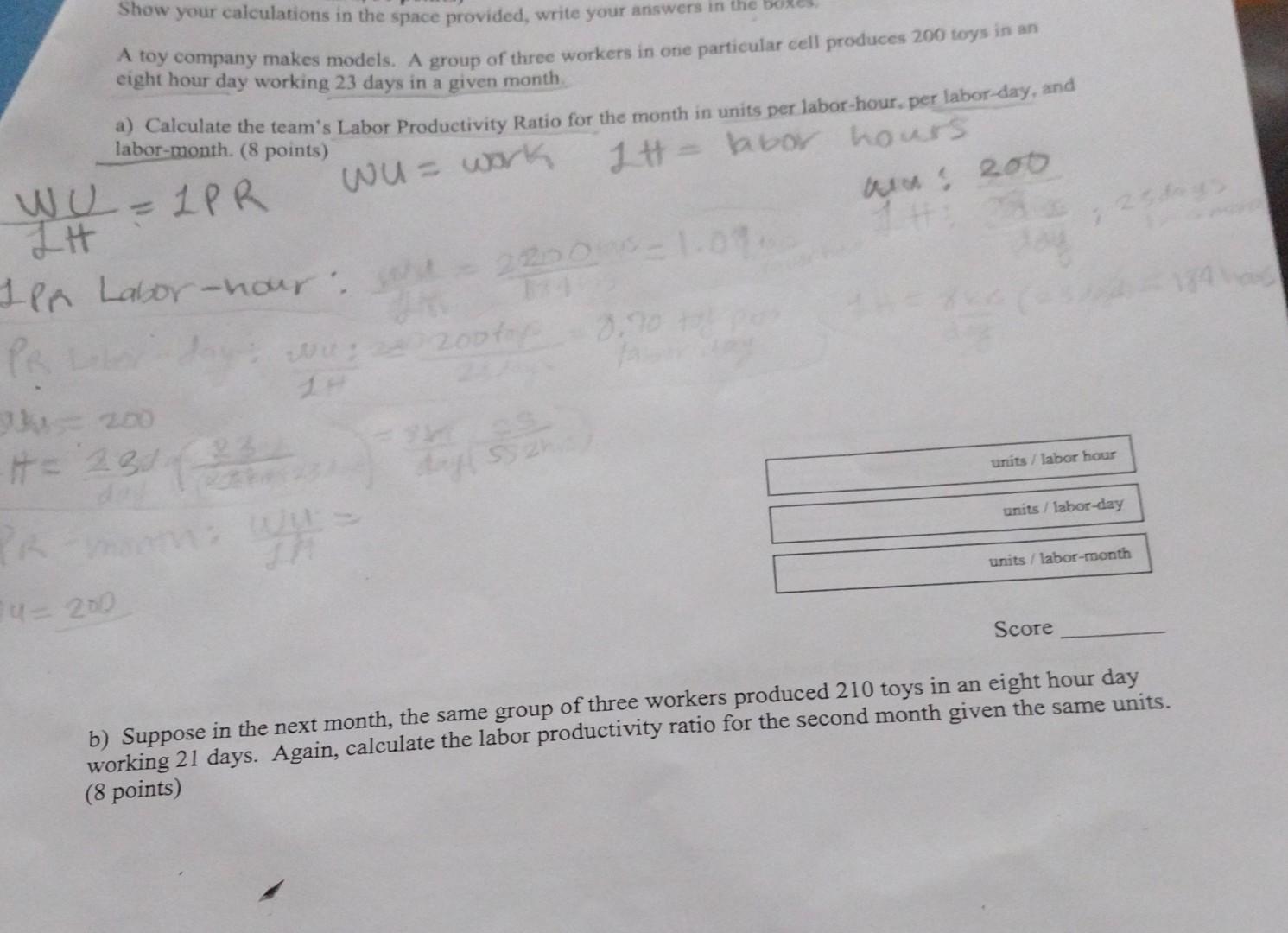 Solved Show your calculations in the space provided, write | Chegg.com