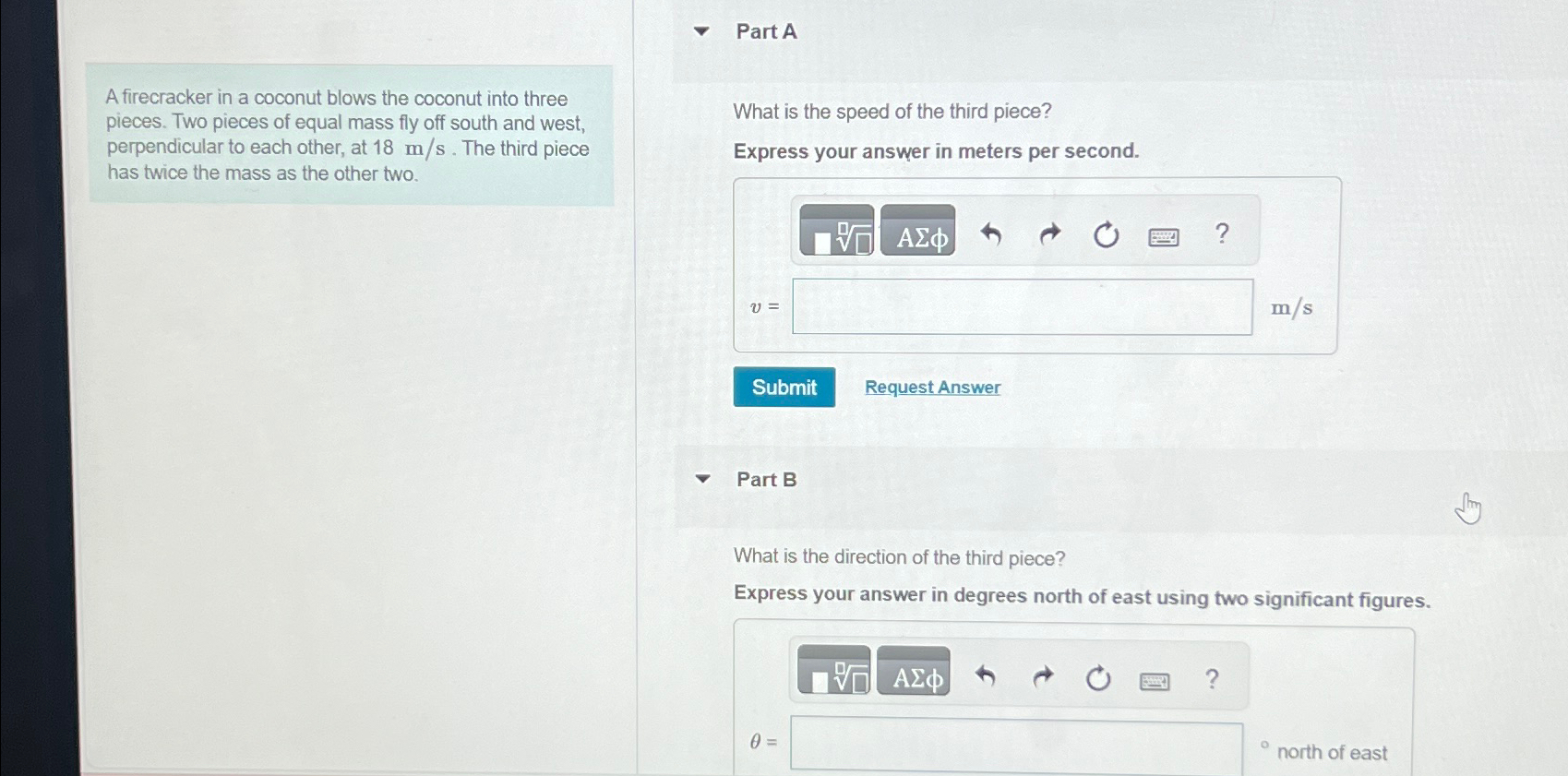 Solved Part AA firecracker in a coconut blows the coconut | Chegg.com