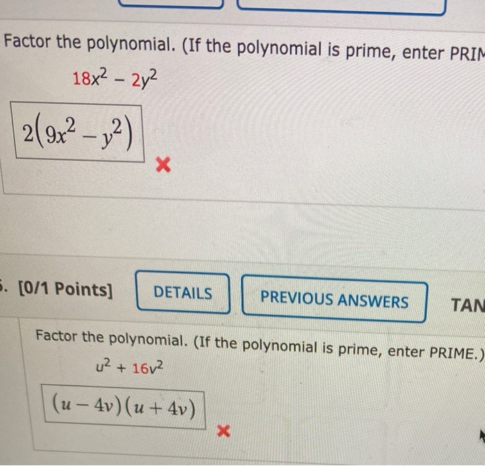 Solved Factor the polynomial. (If the polynomial is prime, | Chegg.com