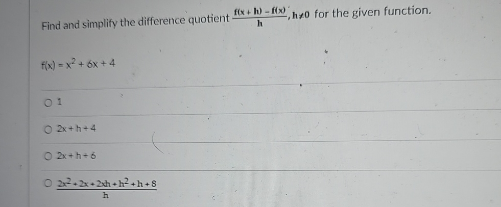 Solved Find and simplify the difference quotient | Chegg.com