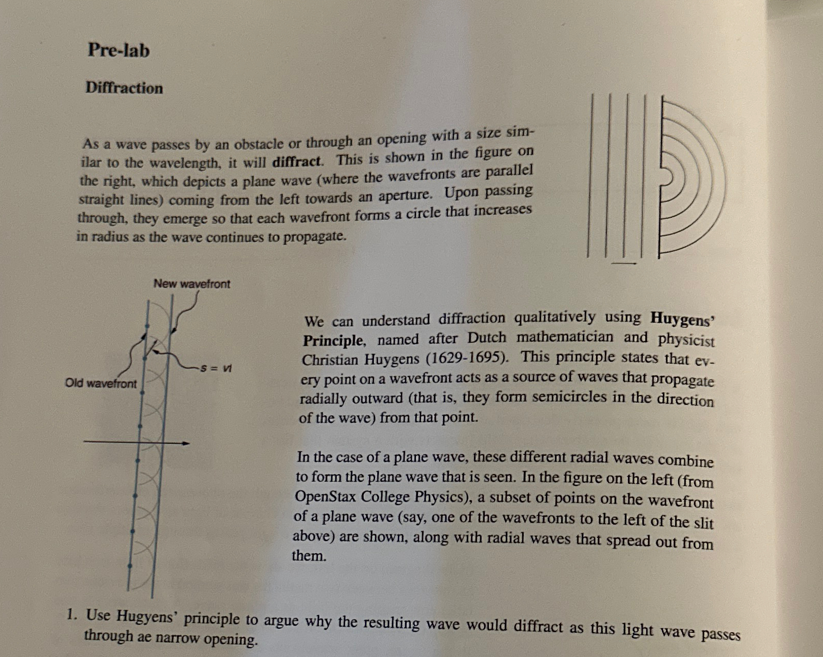 Solved Pre-labDiffractionAs a wave passes by an obstacle or | Chegg.com