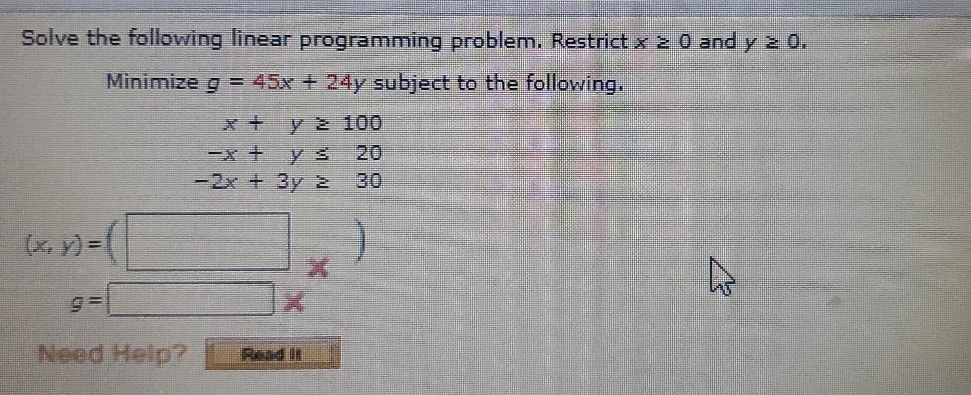 Solved Solve the following linear programming problem. | Chegg.com