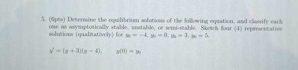 Solved 5. (6pts) Determine the equilibrium solutions of the | Chegg.com