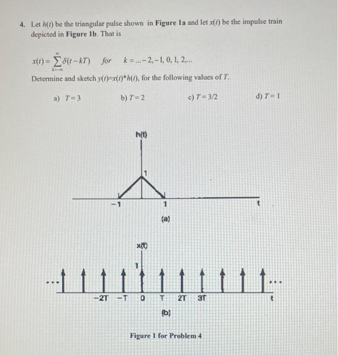 Solved 4. Let h(t) be the triangular pulse shown in Figure | Chegg.com
