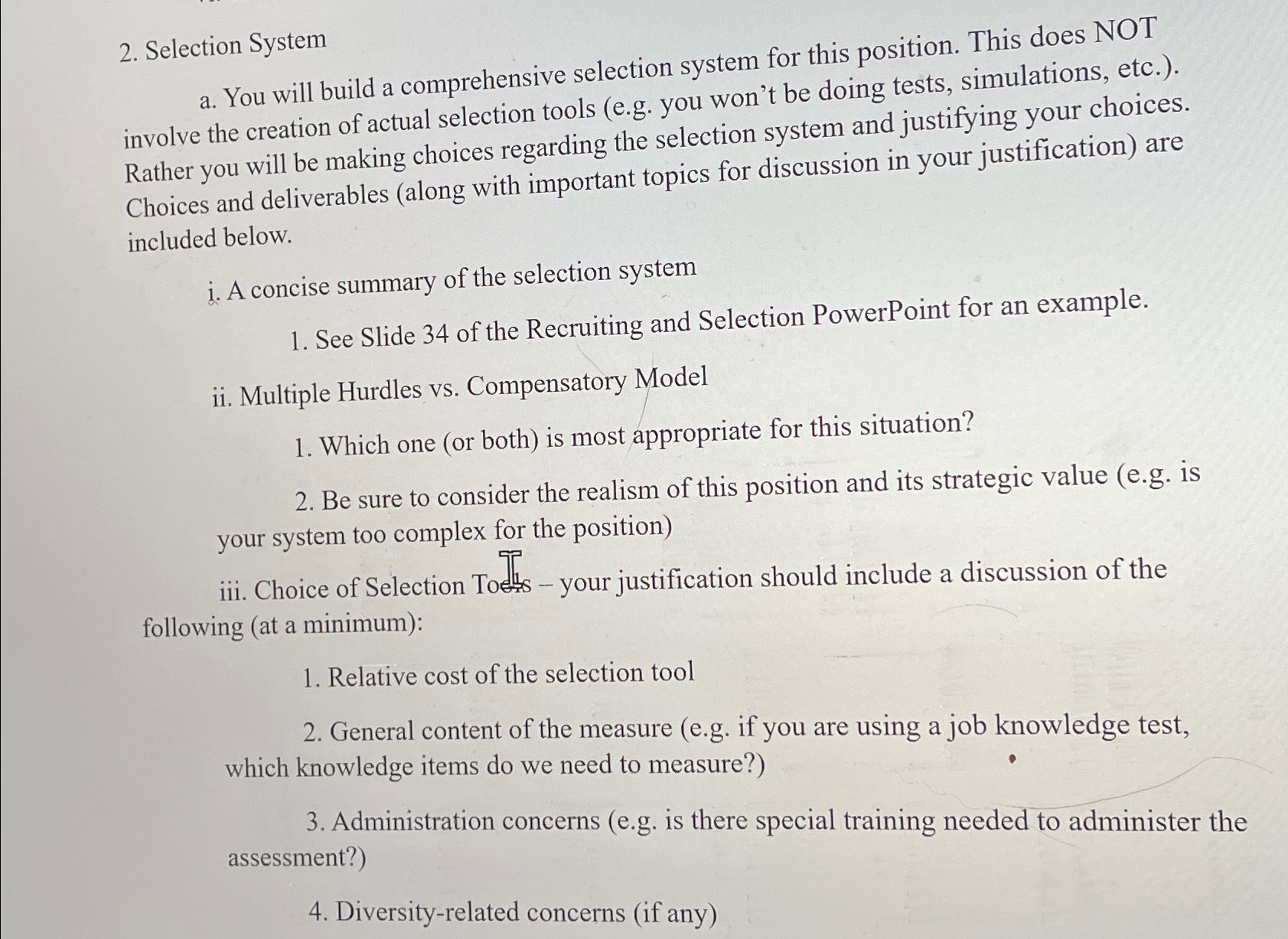 Solved Selection Systema. ﻿You will build a comprehensive | Chegg.com