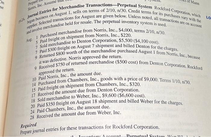 Solved journal Entries for Merchandise | Chegg.com