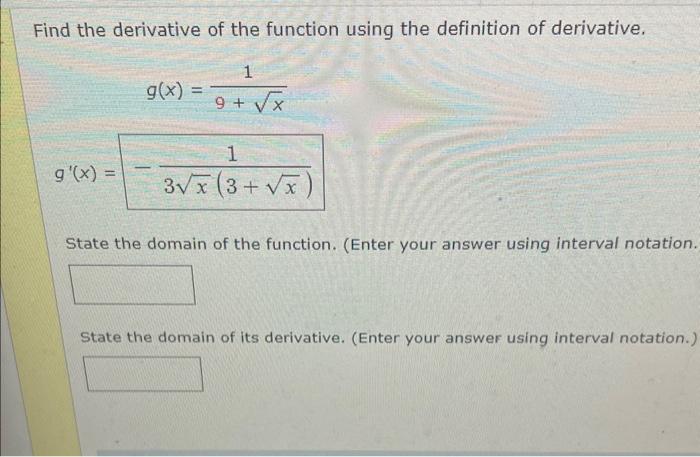 Solved Find the derivative of the function using the | Chegg.com