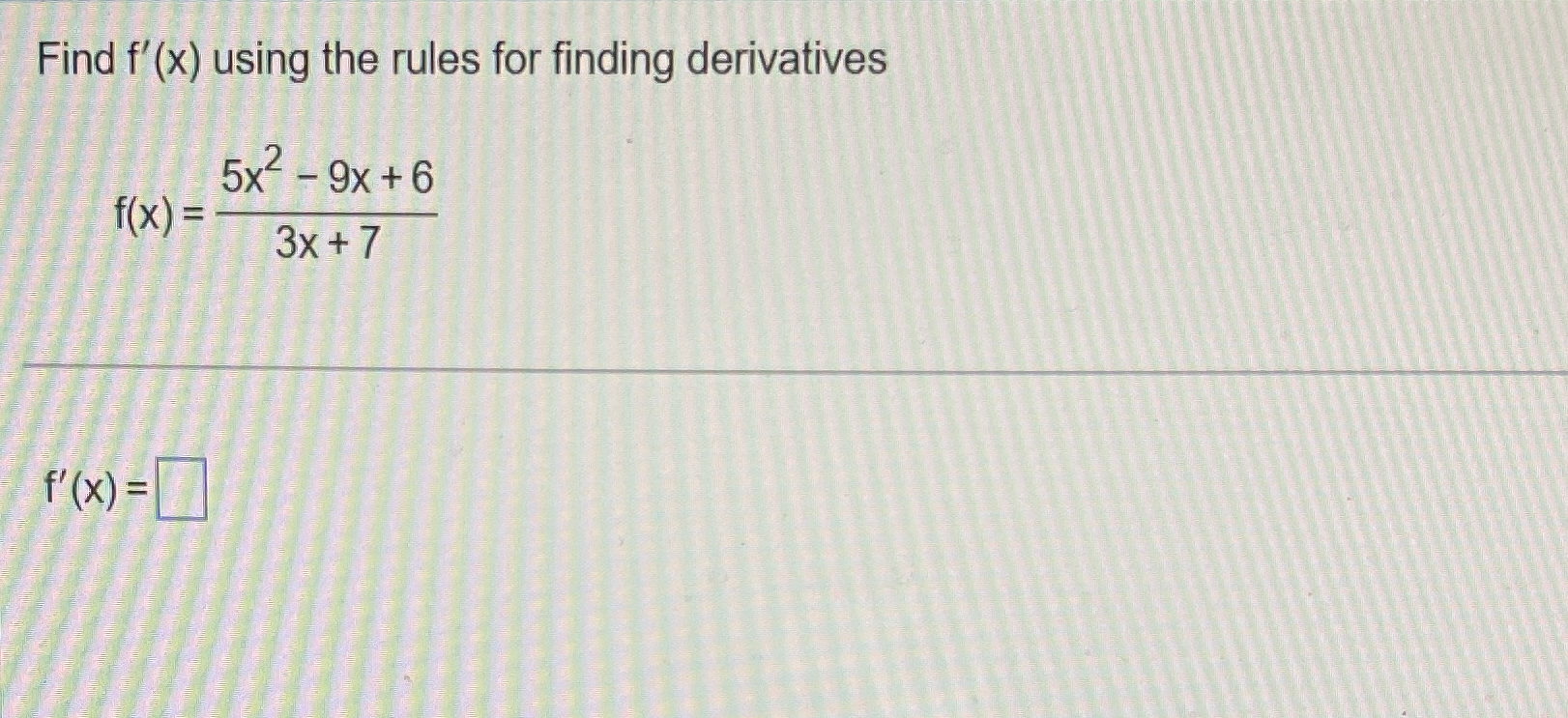 Solved Find f'(x) ﻿using the rules for finding | Chegg.com