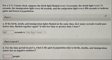 Solved For a U.S. ﻿Census clock, suppose the birth light | Chegg.com