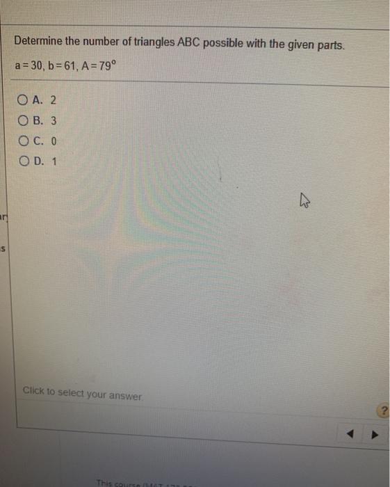 Solved Determine the number of triangles ABC possible with | Chegg.com