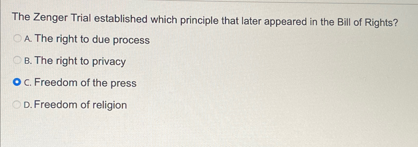 Solved The Zenger Trial established which principle that | Chegg.com