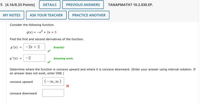 Solved Consider the following function. g(x)=−x2+2x+5 Find | Chegg.com