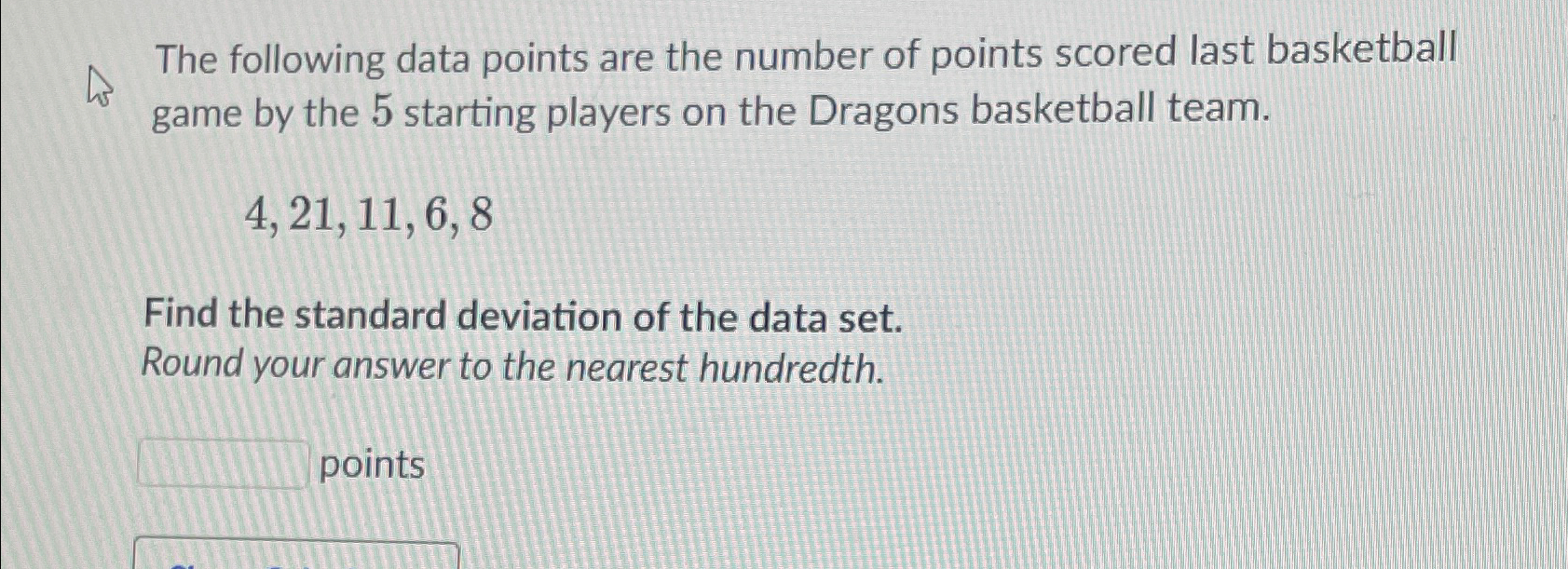 Solved The following data points are the number of points | Chegg.com