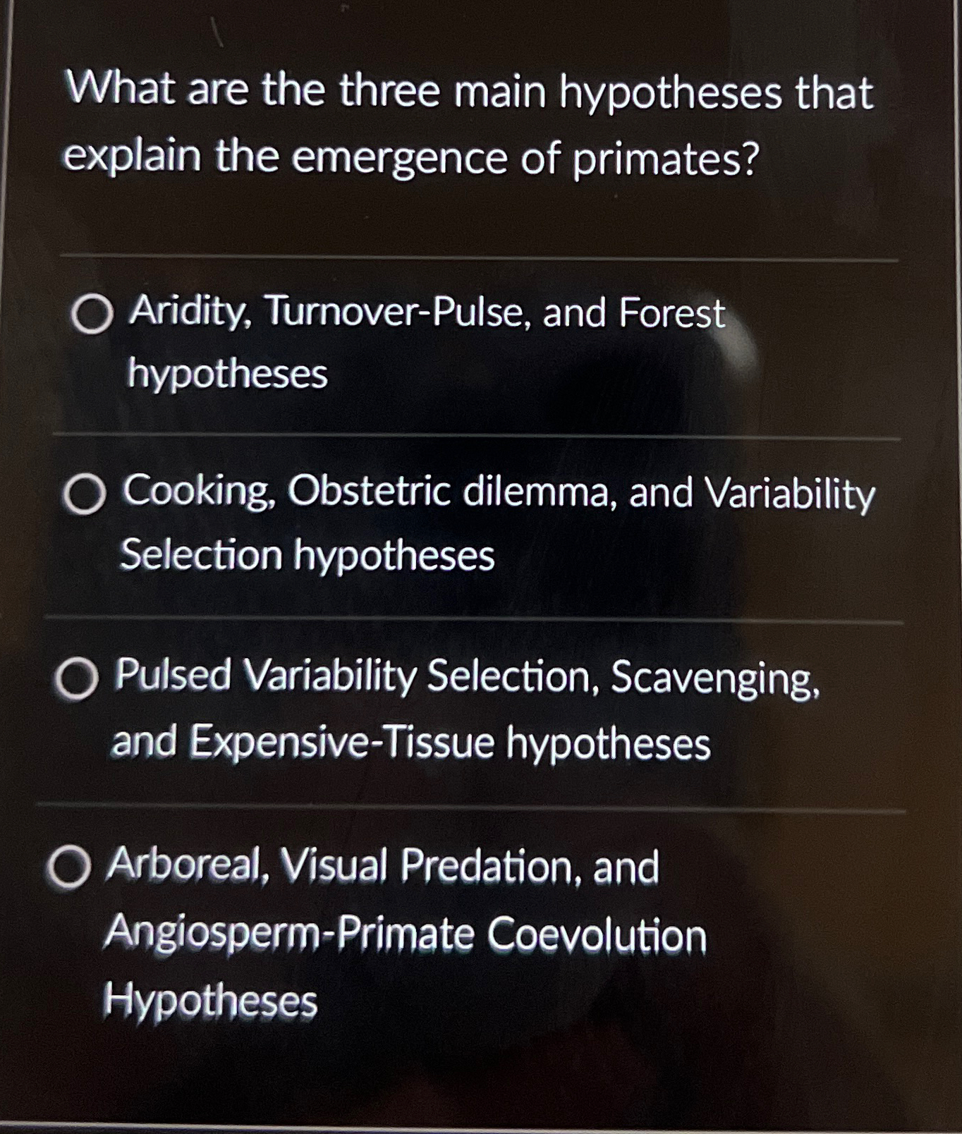 Solved What are the three main hypotheses that explain the | Chegg.com