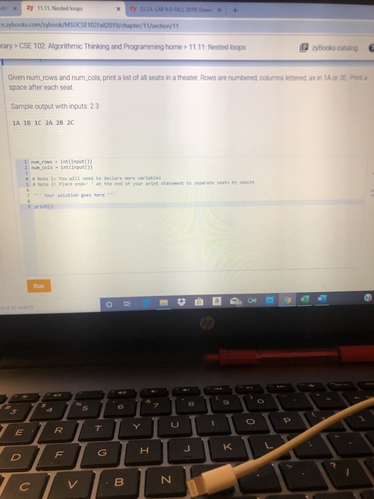 Solved 19X 11.11. Nested loops * Y22A DIALL 2018 + | Chegg.com