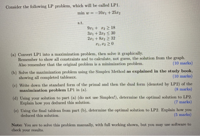 Solved Consider the following LP problem, which will be | Chegg.com