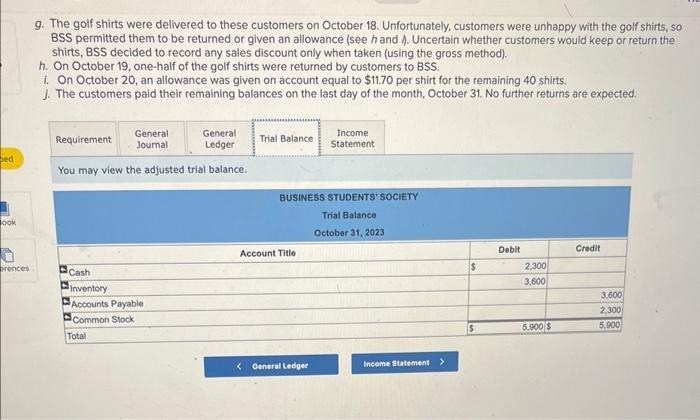 Solved a. On October 1, the Business Students' Society (BSS) | Chegg.com