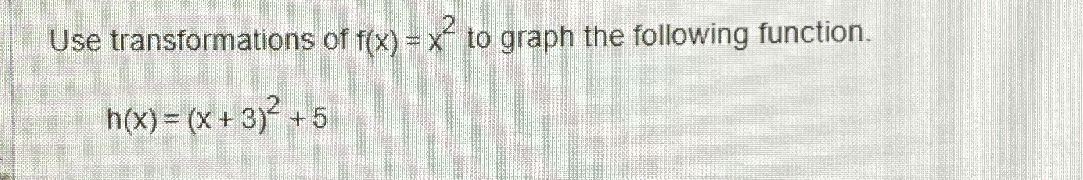 Solved Use transformations of f(x)=x2 ﻿to graph the | Chegg.com